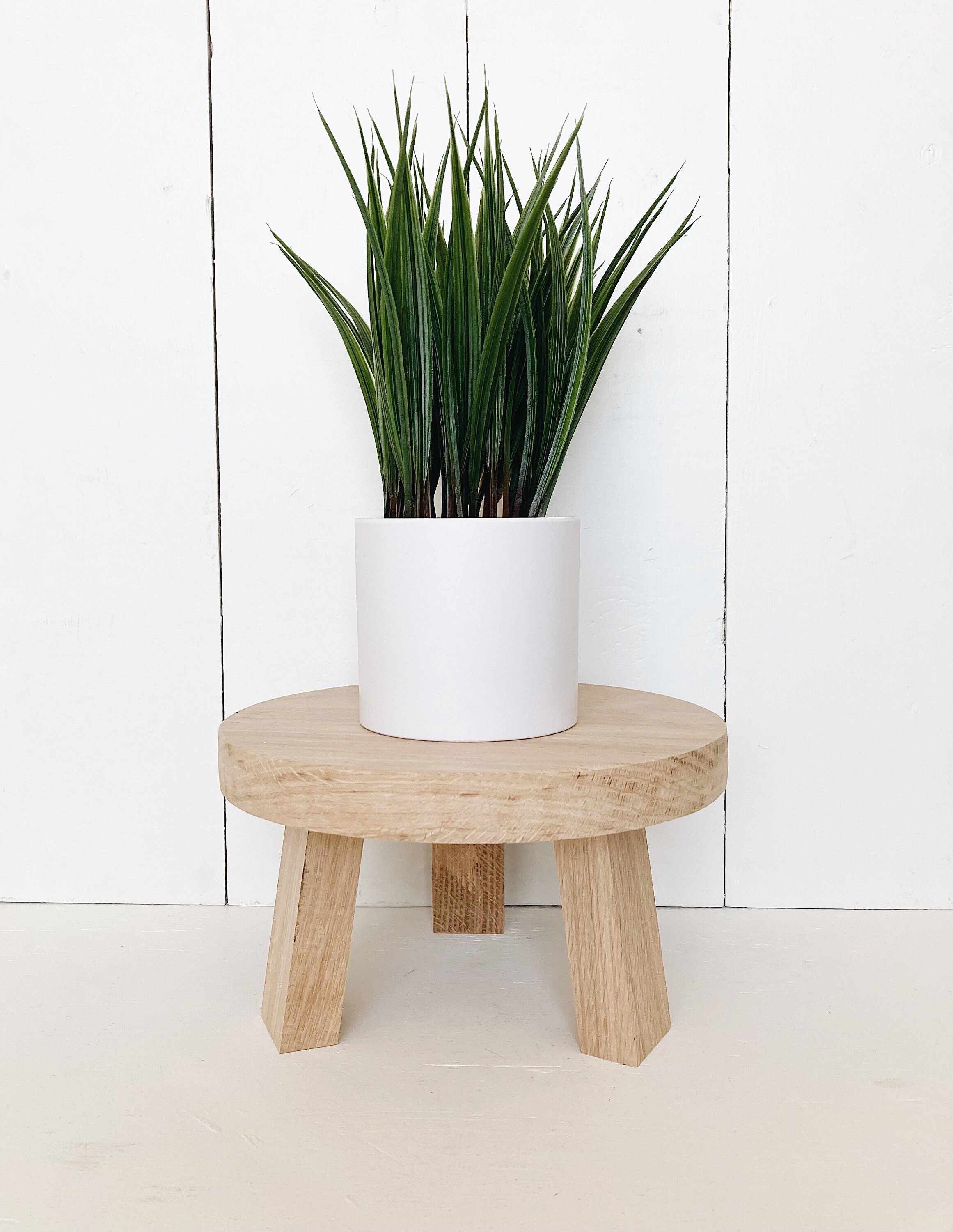 Stool Round Stool Plant Stand White Oak Natural Wood - Etsy