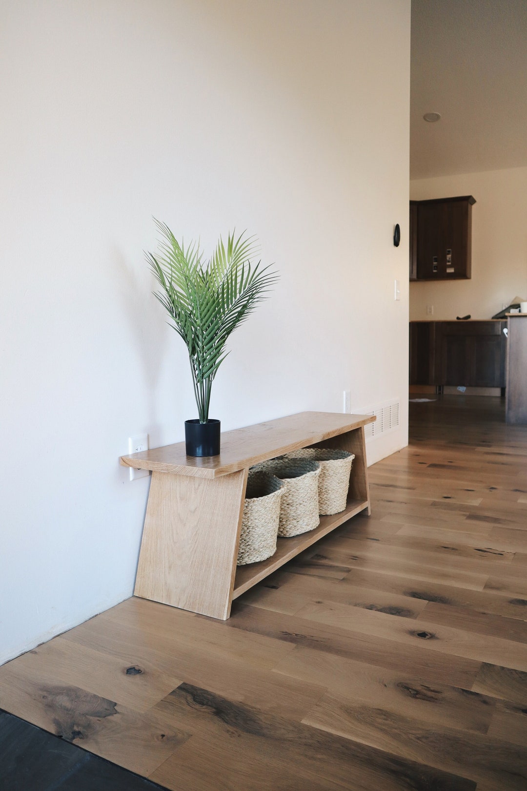 White Oak Bench, Wood Bench, Natural Wood Bench, Entryway Decor, Boho ...