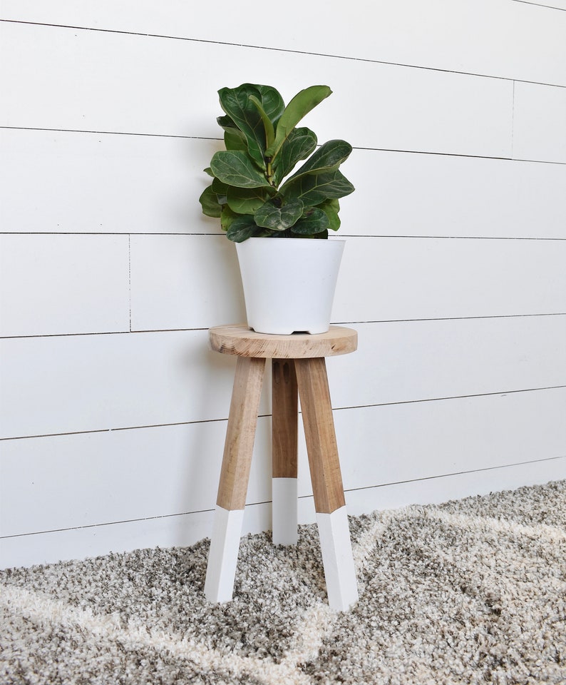 Stool White Oak Stool Plant Stand Handmade Modern | Etsy