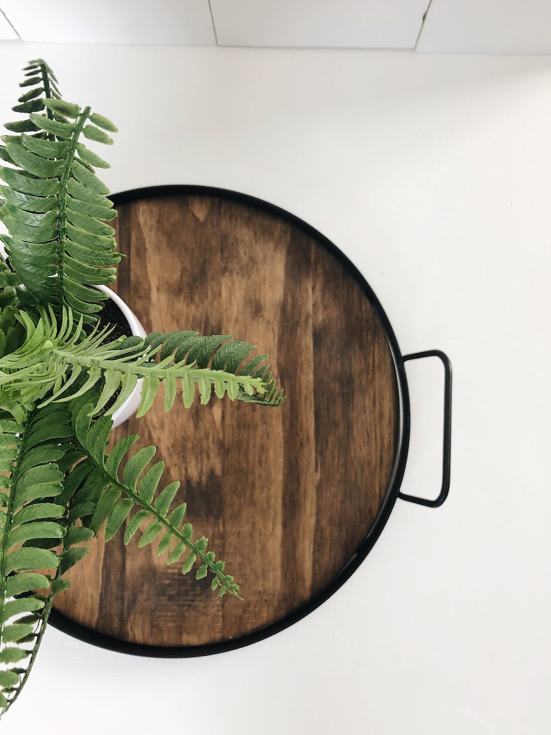 Round Tray, Wood Tray, Metal Tray, Black Metal Tray, Centerpiece Tray ...