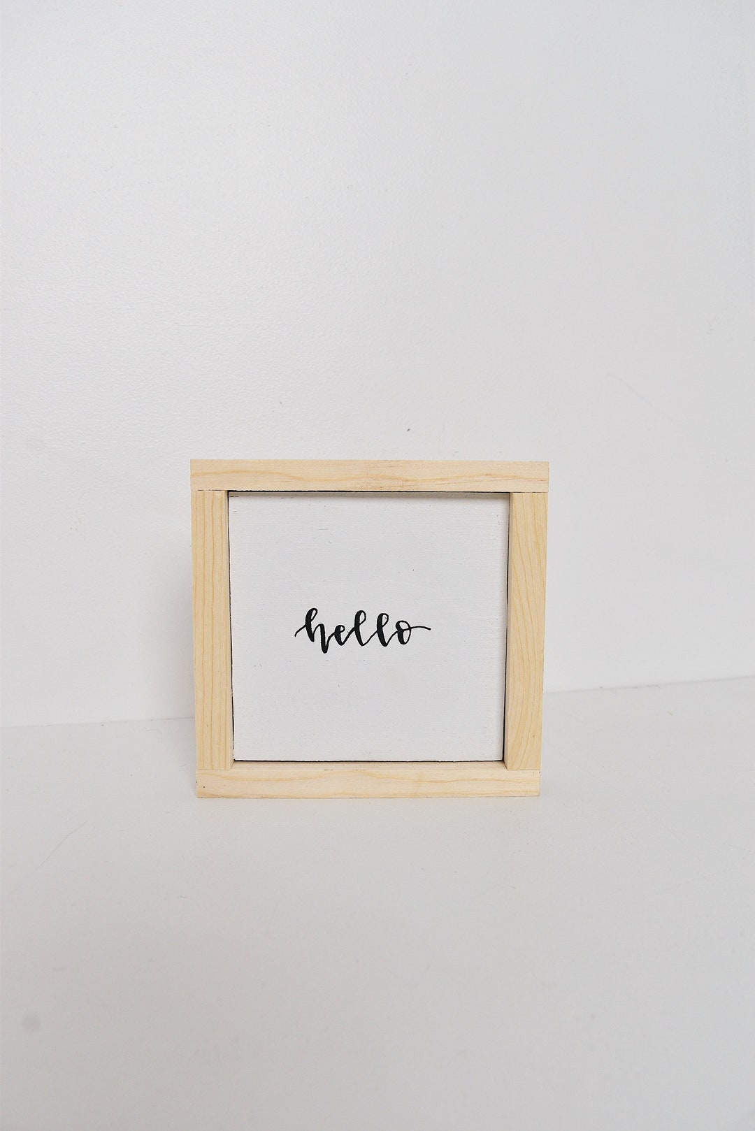 Hello Wood Sign, Natural Wood Frame, Simple Gift, Simple Wall Decor ...