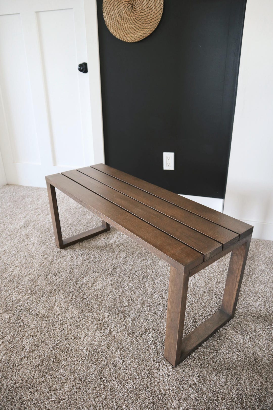 Oak Slat Bench, Wood Bench, Natural Wood Bench, Entryway Decor, Modern Furniture, Solid Wood ...