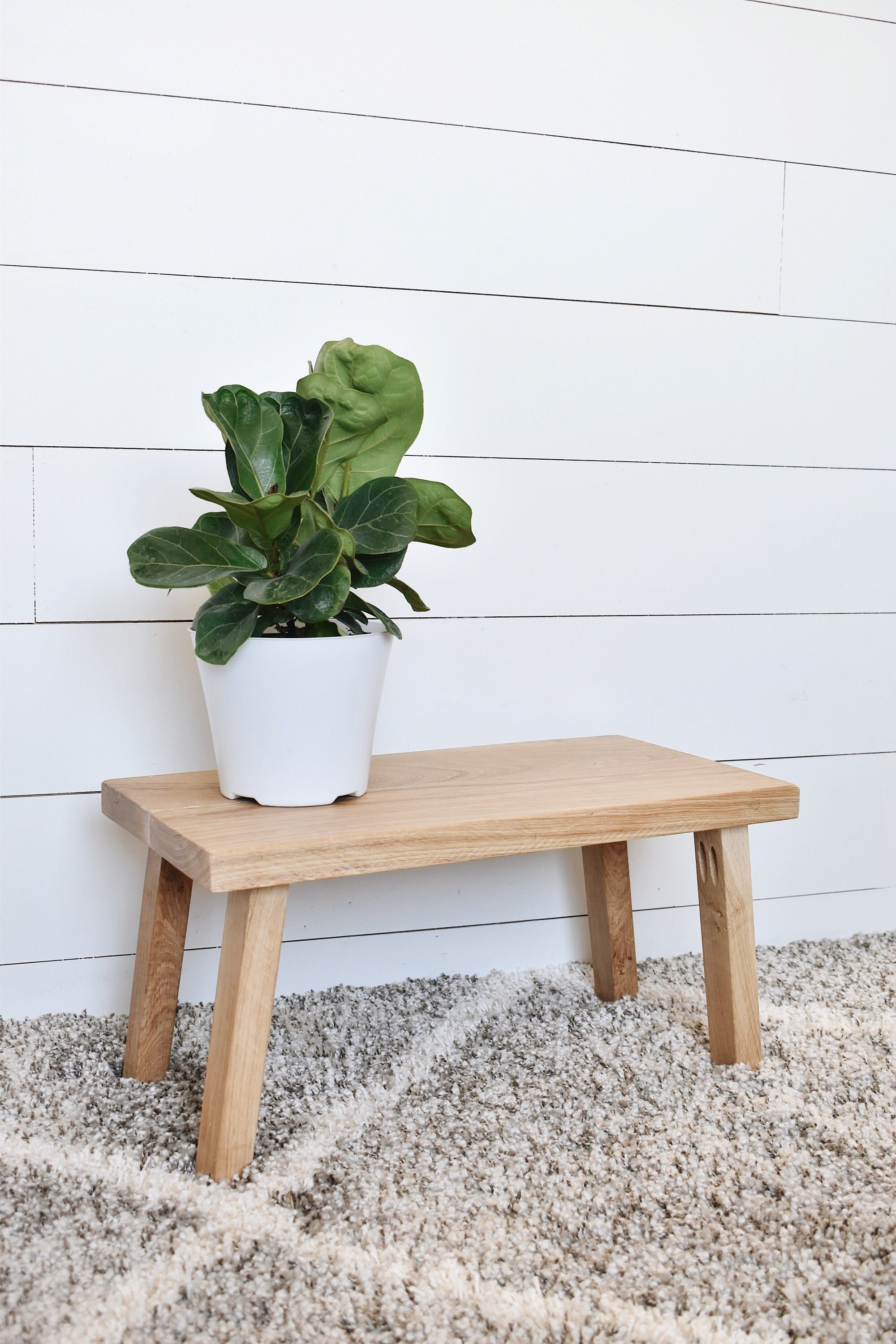 Stool Rectangle Stool Plant Stand White Oak Natural Wood - Etsy