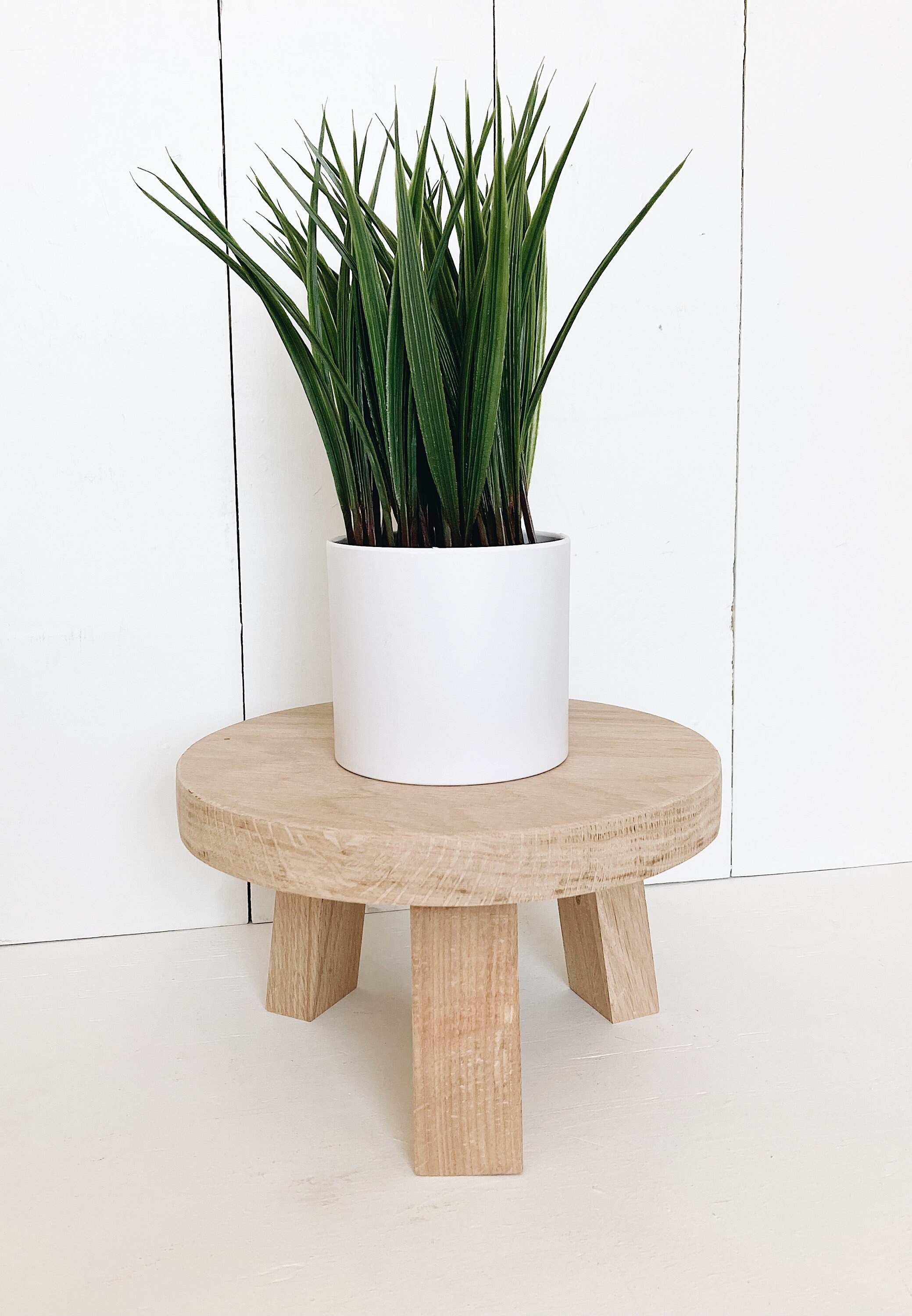 Stool Round Stool Plant Stand White Oak Natural Wood - Etsy
