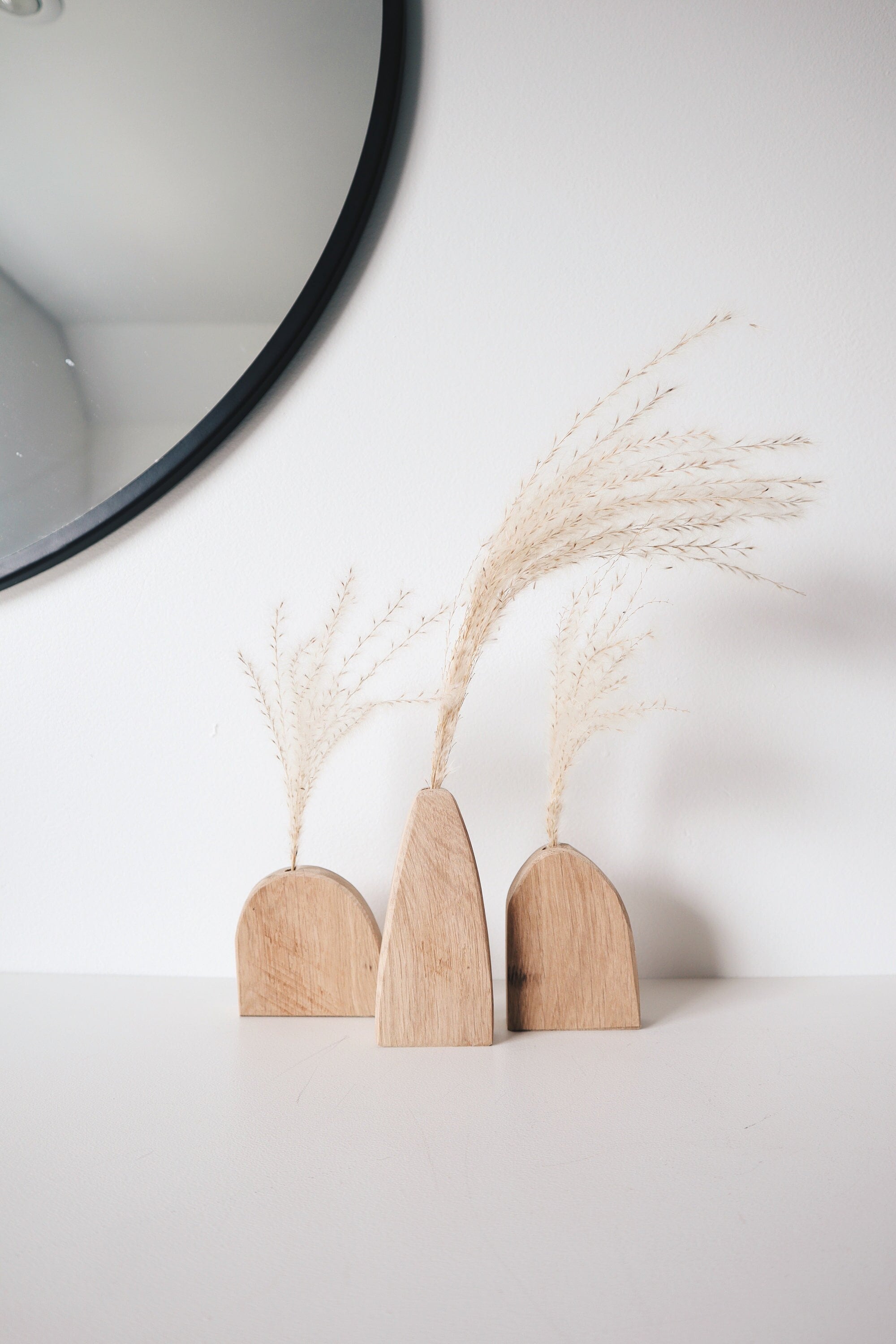 Set of 3 Vases, Wooden Vase Set, Wood Vase, White Oak Decor, Bathroom ...