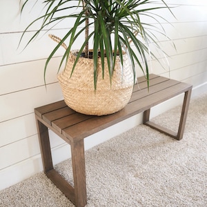 Oak Slat Bench, Wood Bench, Natural Wood Bench, Entryway Decor, Modern Furniture, Solid Wood ...
