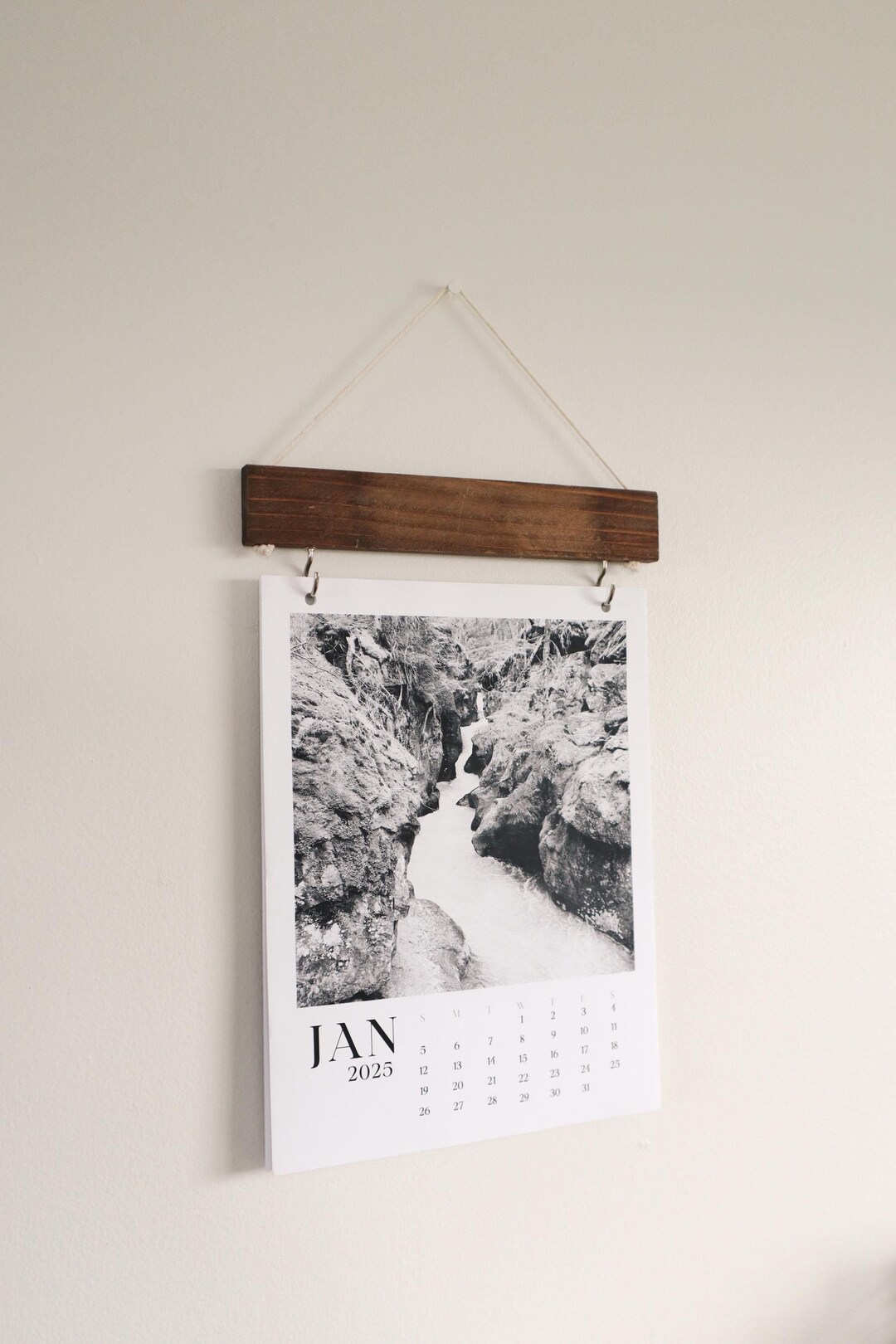 2025 Wood Calendar, Monthly Calendar, Mountain Design, Vintage Wall ...