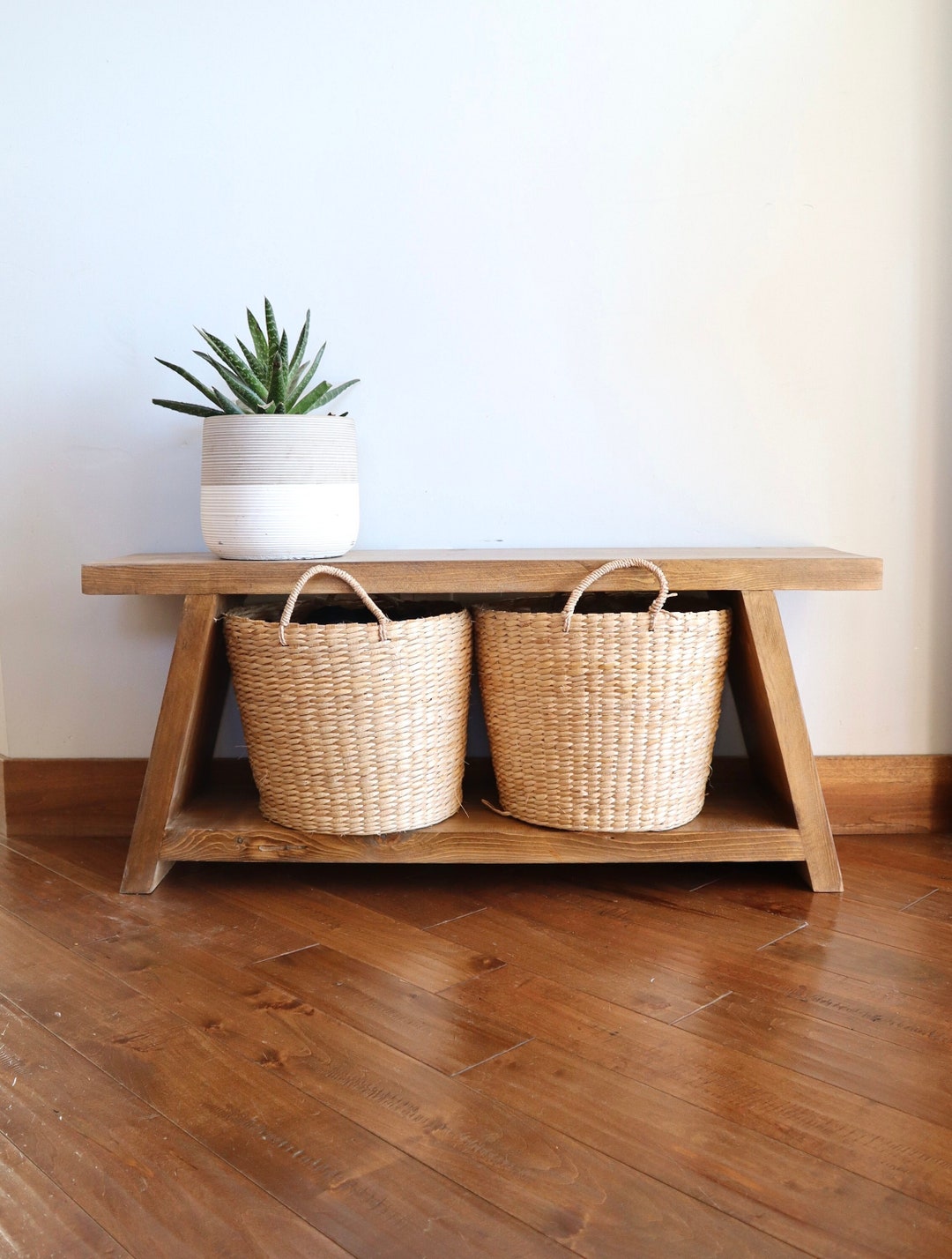 Entryway Bench, Wood Bench, Natural Wood Bench, Mudroom Bench, Storage ...