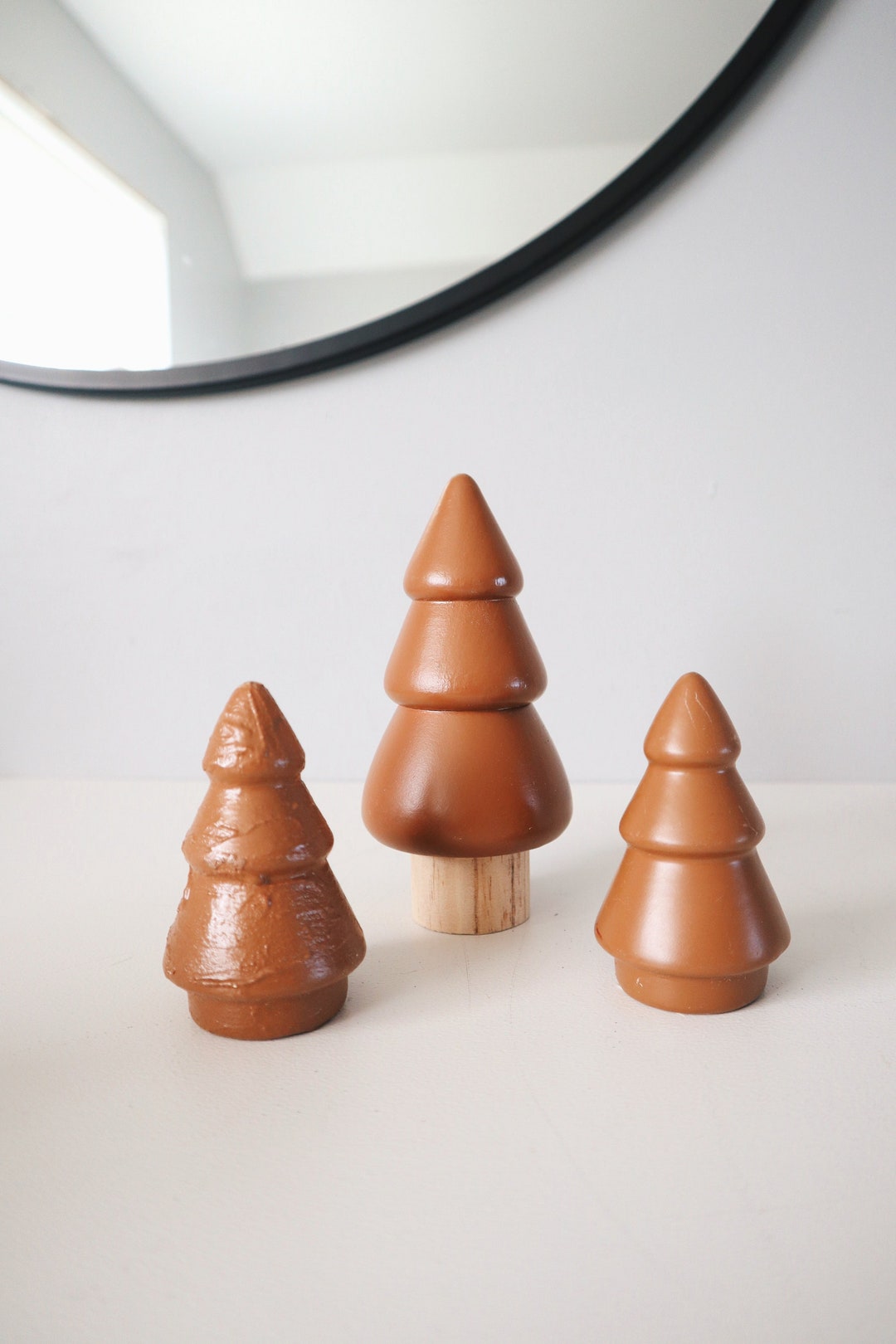 Set of 3 Terracotta Trees, Christmas Tree, Ceramic Decor, Mantle Decor ...