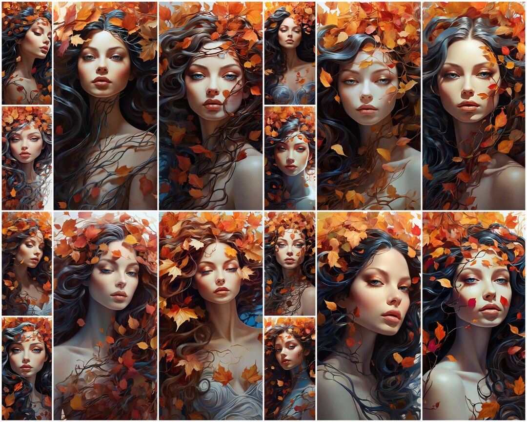 Beautiful Autumn Portraits Half Page Tags 15 Files Printable Scrapbook ...
