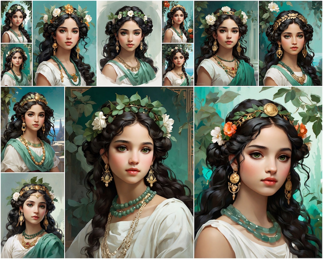 Half Page Tags Beautiful Greek Goddesses 12 Printable. Digital Junk ...