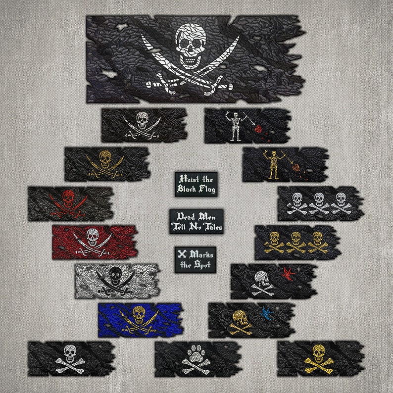 Blue Pirate Flag Patch - Calico Jack (john Rackham) - 100% Embroidered Patch With Hook Backing ...
