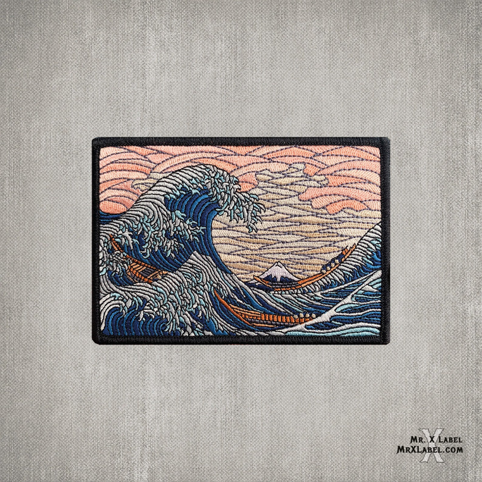 Great Wave off Kanagawa Embroidered Patch With Bamboo Frame - Etsy