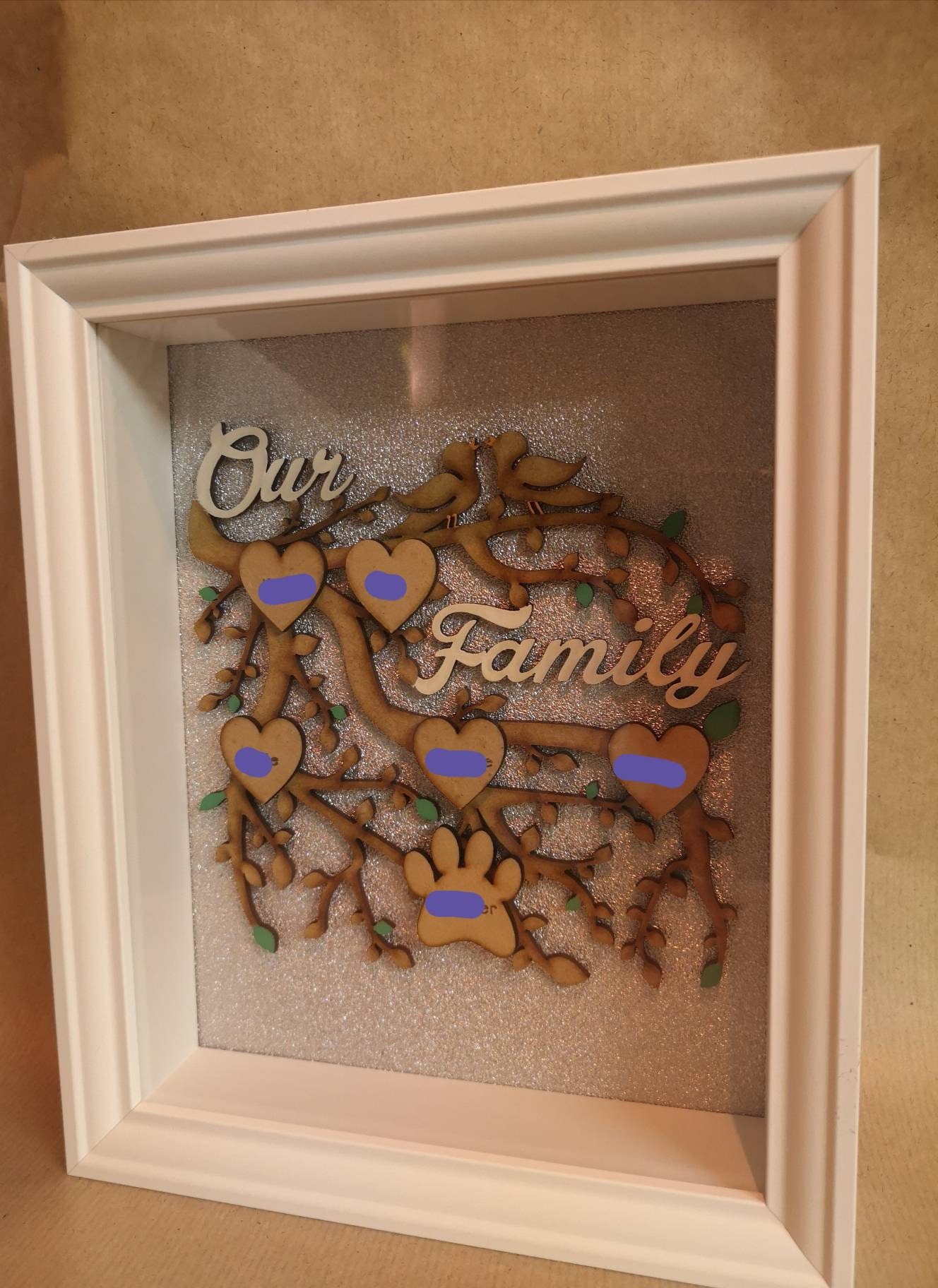 Family Tree box Frame personalised wooden shapes Christmas | Etsy