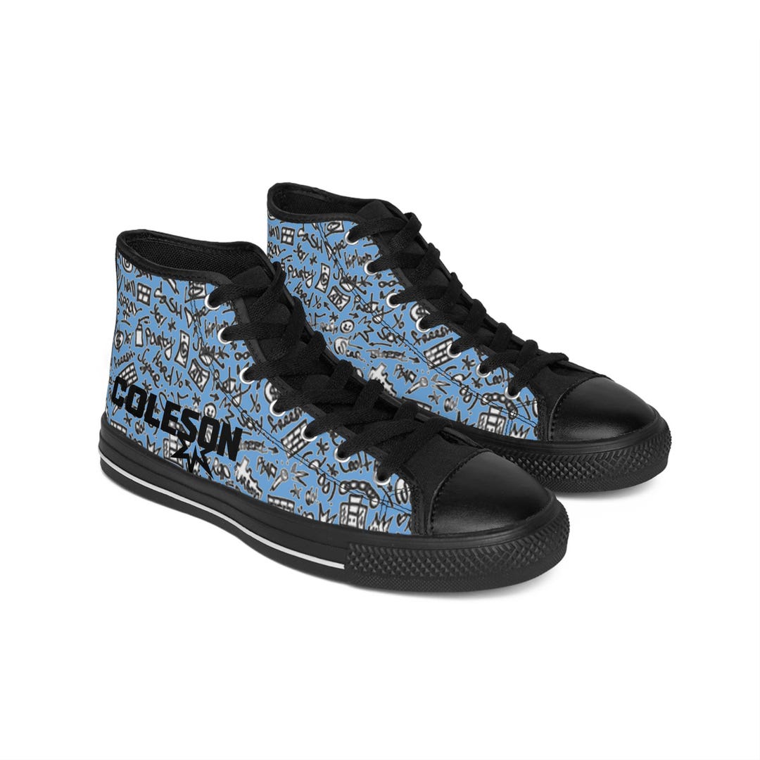 Coleson Hip Hop Graffiti Sneakers CAROLINA BLUE| Men's Classic Sneakers ...