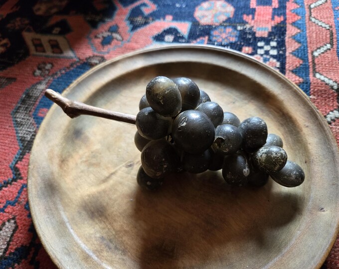 Antique Stone Grape Cluster, Italian Black/purple Alabaster,primitive ...