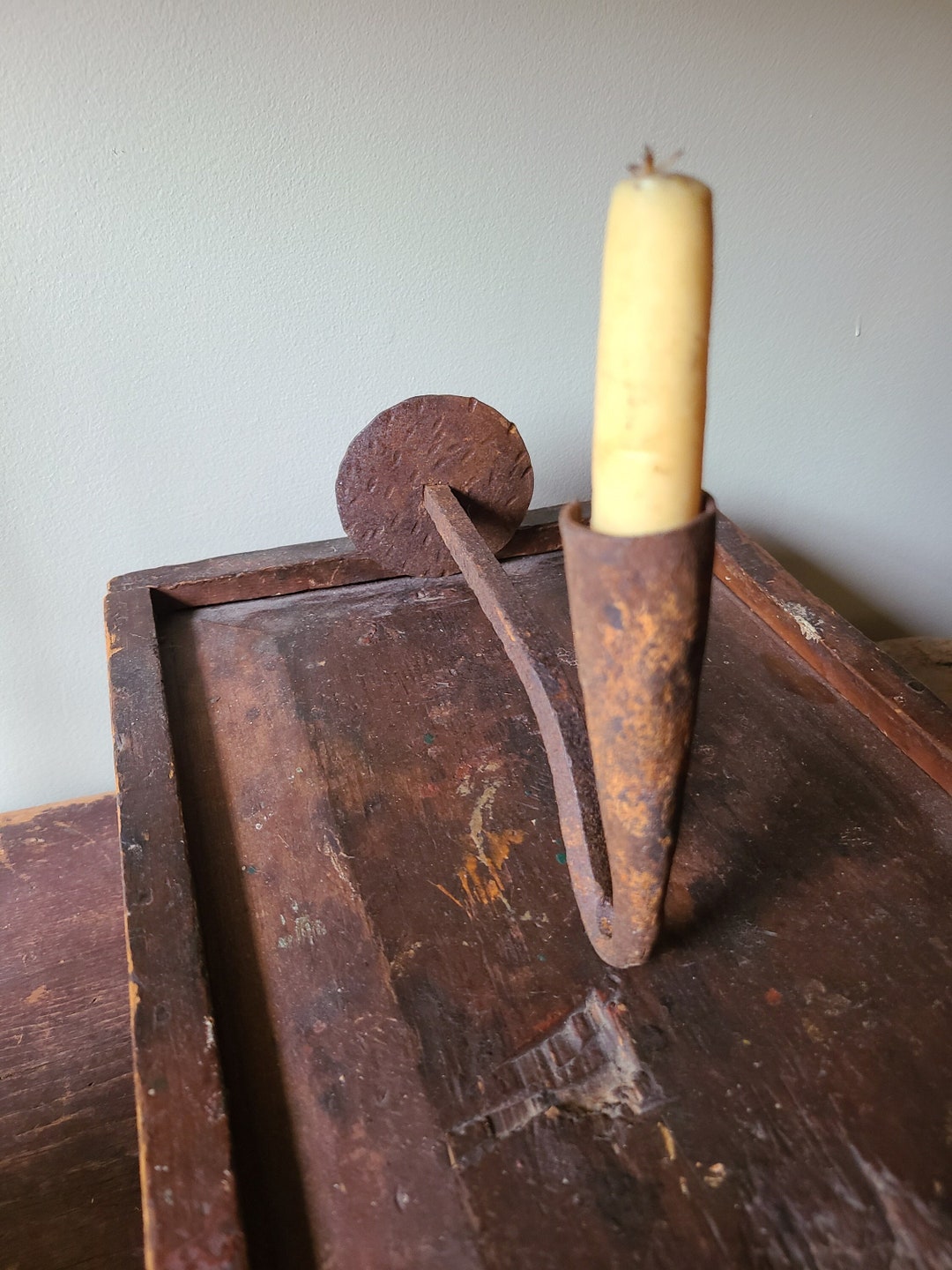 Iron Wall Sconce,primitive,make Do Candle Light - Etsy