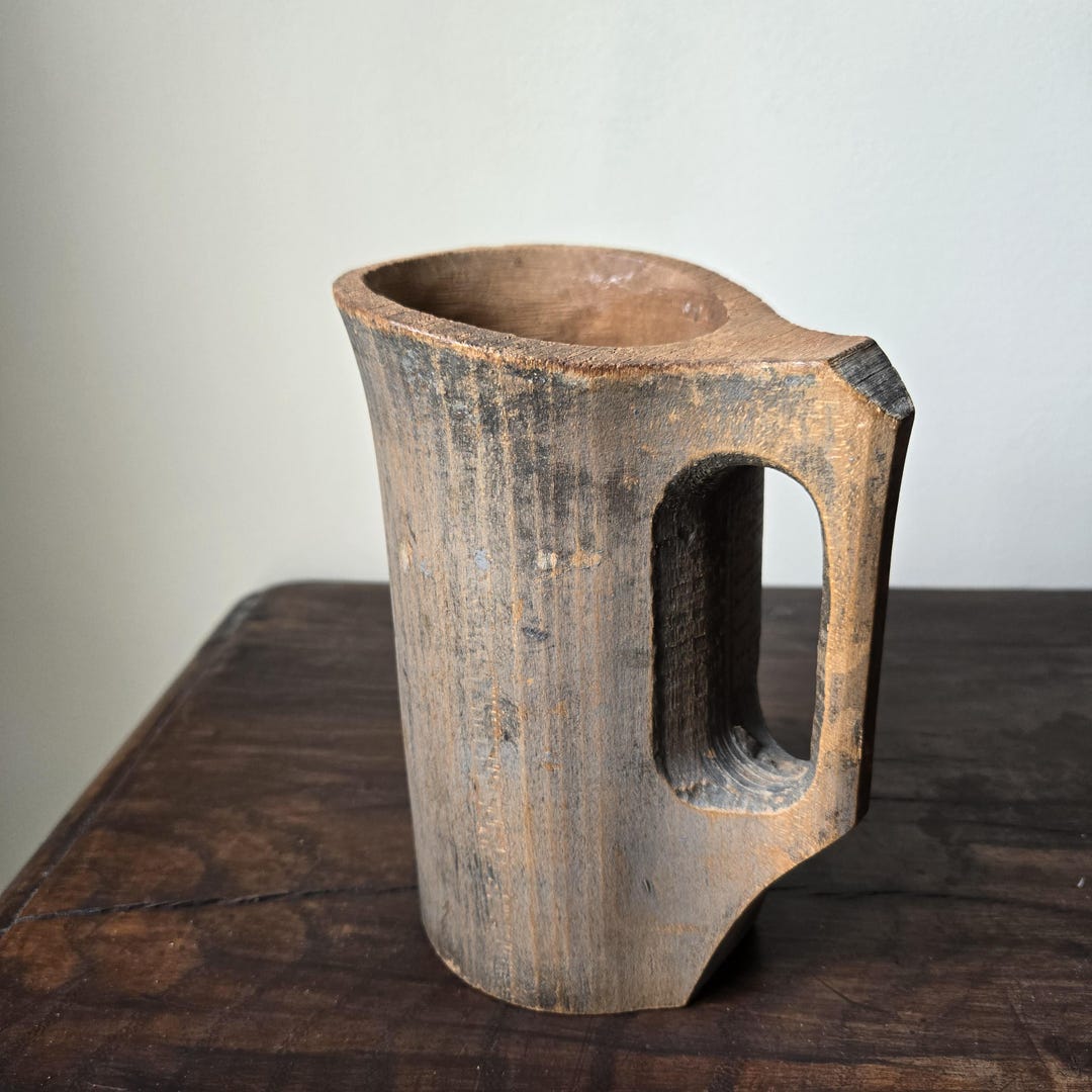 19th Century Treen Noggin,original Paint,patina,antique Wooden Cup - Etsy