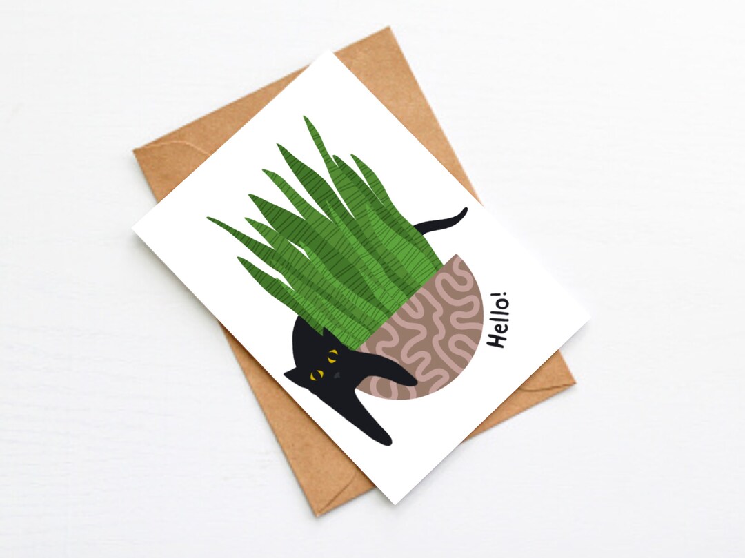 Hello Cat Card - Etsy