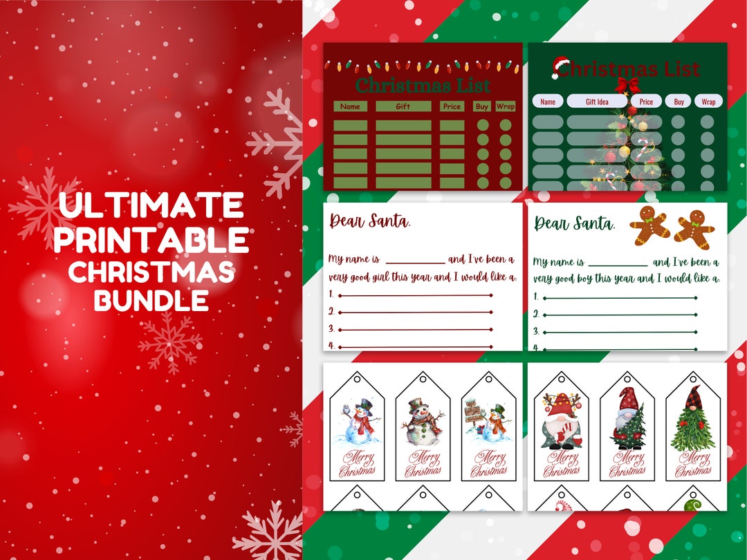 Christmas Printable Bundle, Christmas List, Letter to Santa, Christmas ...