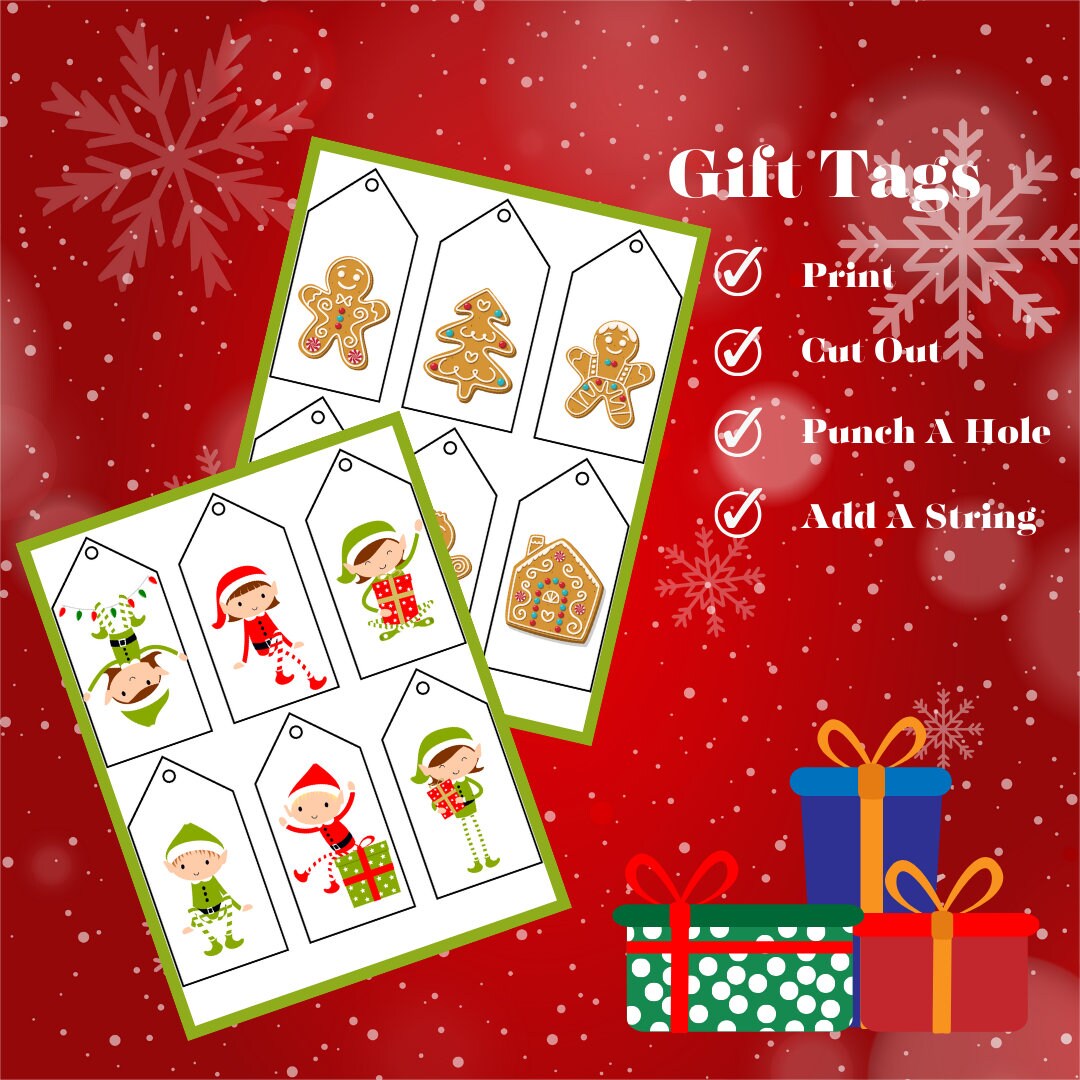 Christmas Gift Tags Digital Download, Printable Christmas Gift Tags ...