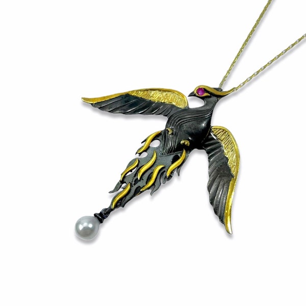 Ruby Phoenix Necklace - Etsy