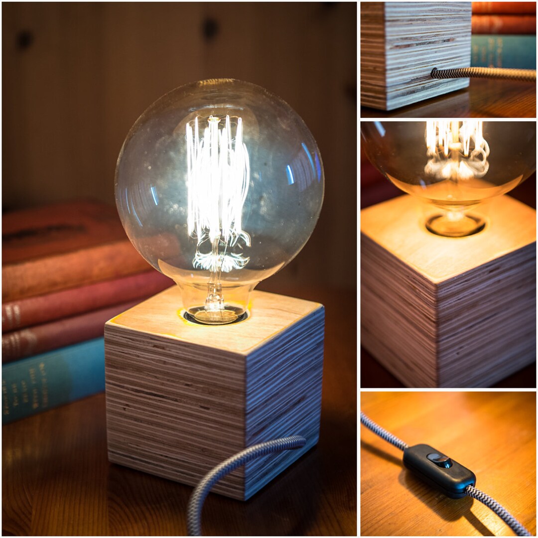 Modern Rustic Industrial Plywood Table Lamp - Etsy