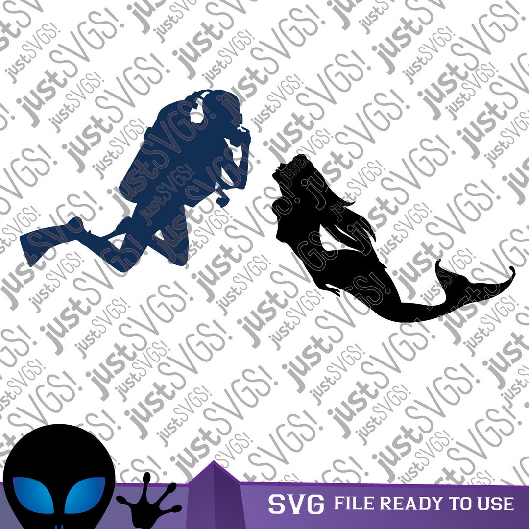 Mermaid With Scuba Svg, Mermaid Svg, Mermaid Swimming Svg, Mermaid in ...