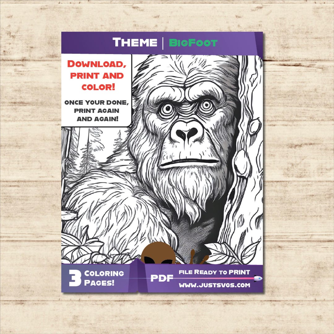Bigfoot Coloring Pages | Printable Sasquatch Coloring Book for Kids ...