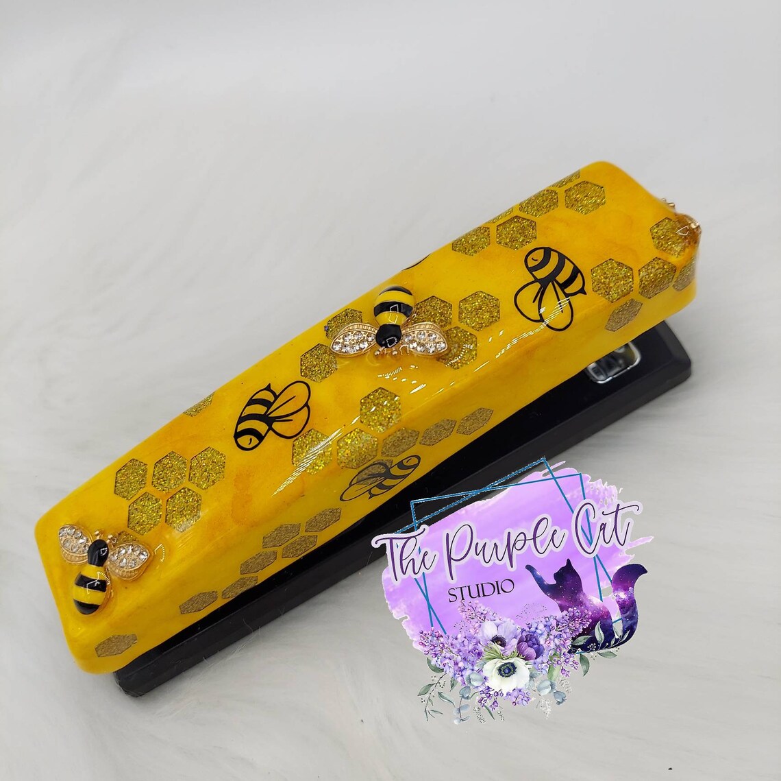 Glitter Desktop Stapler - Honey Bee Bumblebee Peekaboo Style - Teacher ...