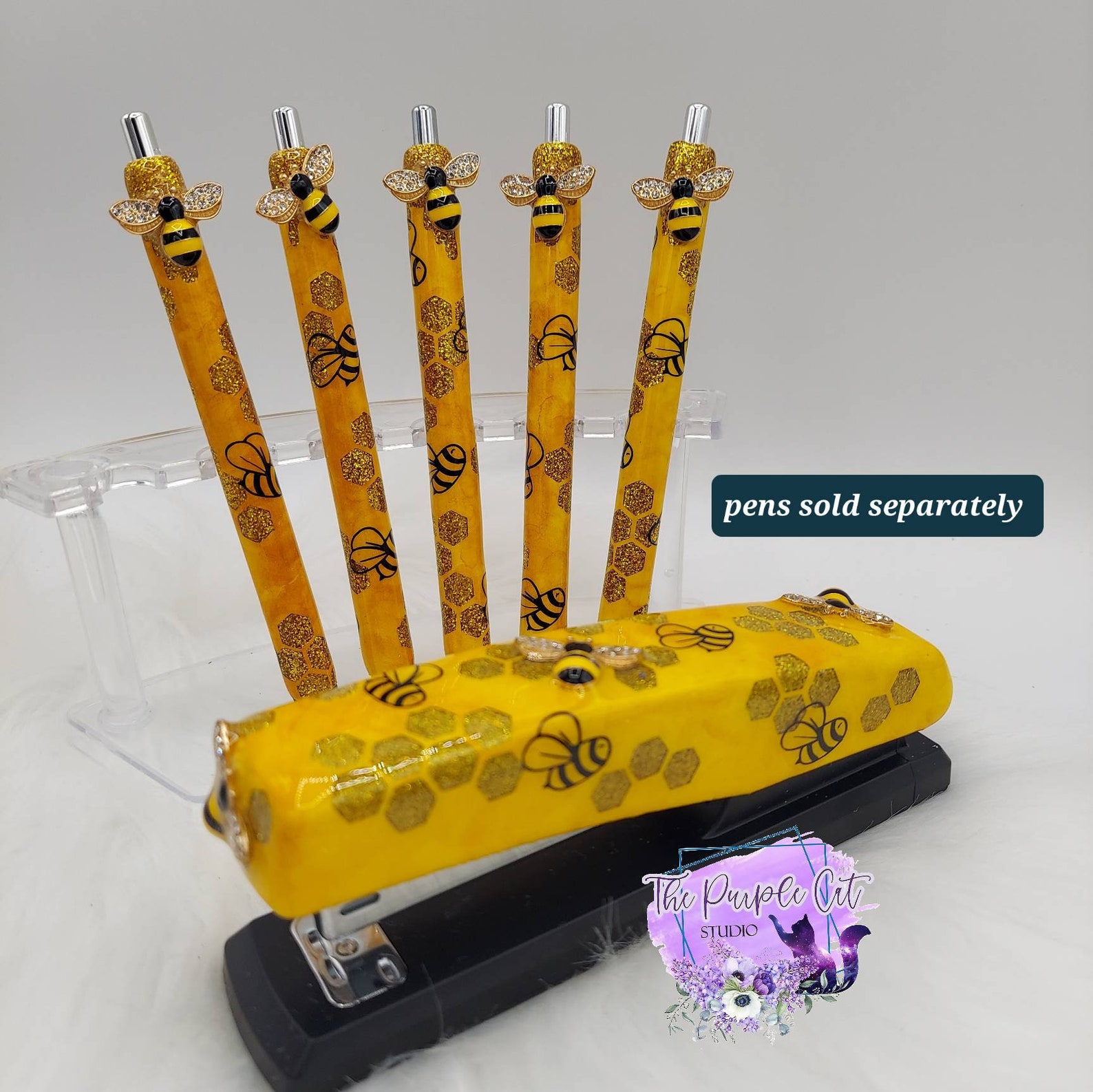 Glitter Desktop Stapler - Honey Bee Bumblebee Peekaboo Style - Teacher ...