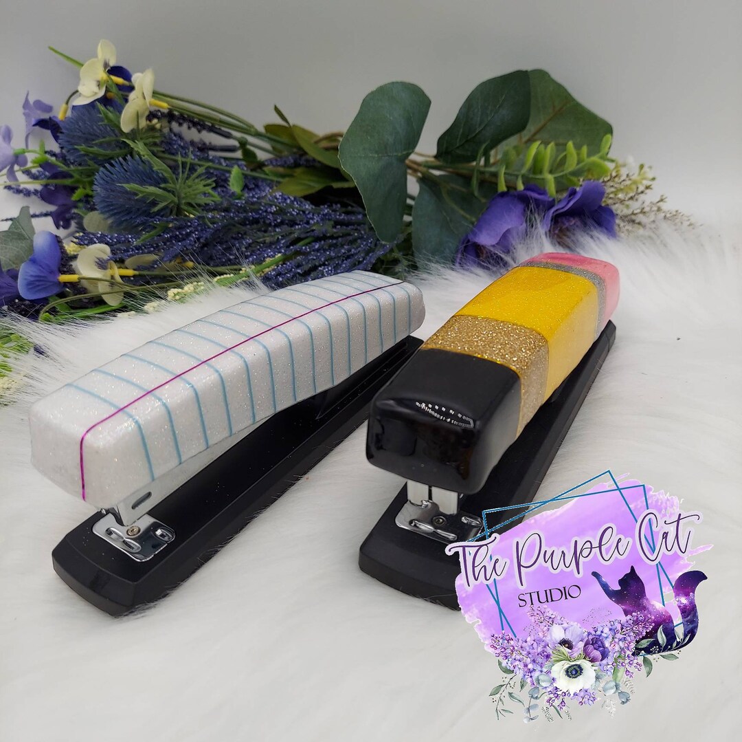 Glitter Desktop Stapler Pencil and Lined Loose Leaf Paper Style Teacher ...