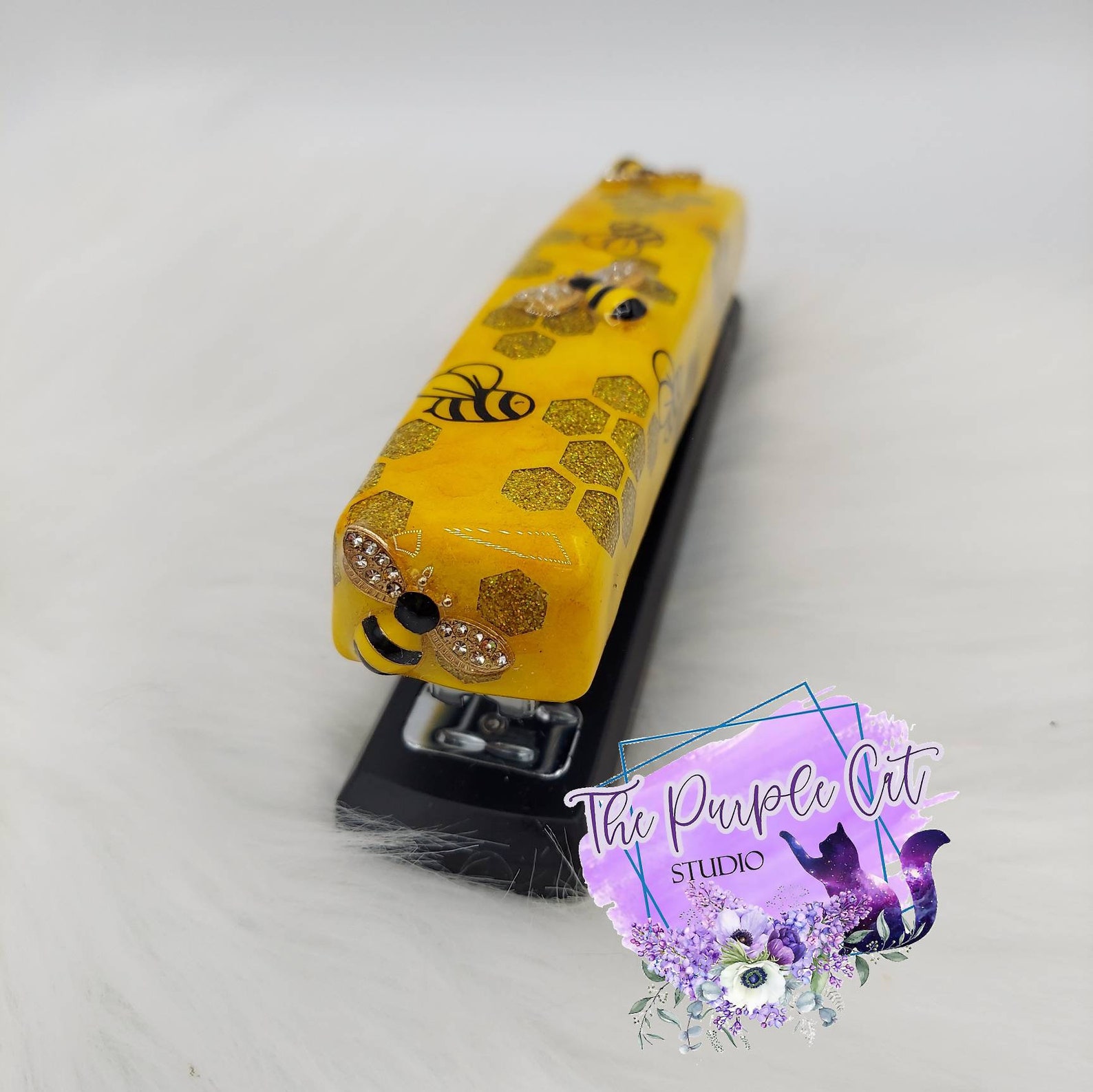 Glitter Desktop Stapler - Honey Bee Bumblebee Peekaboo Style - Teacher ...