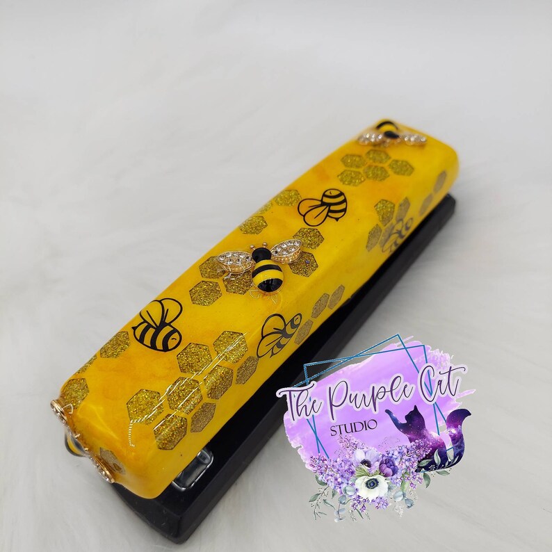 Glitter Desktop Stapler - Honey Bee Bumblebee Peekaboo Style - Teacher ...