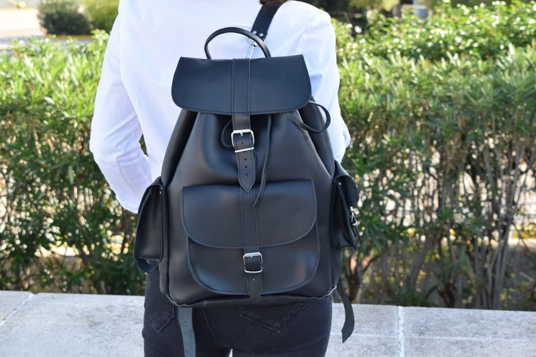 Leather Extra Large Backpack,leather Urban Backpack,black Leather ...