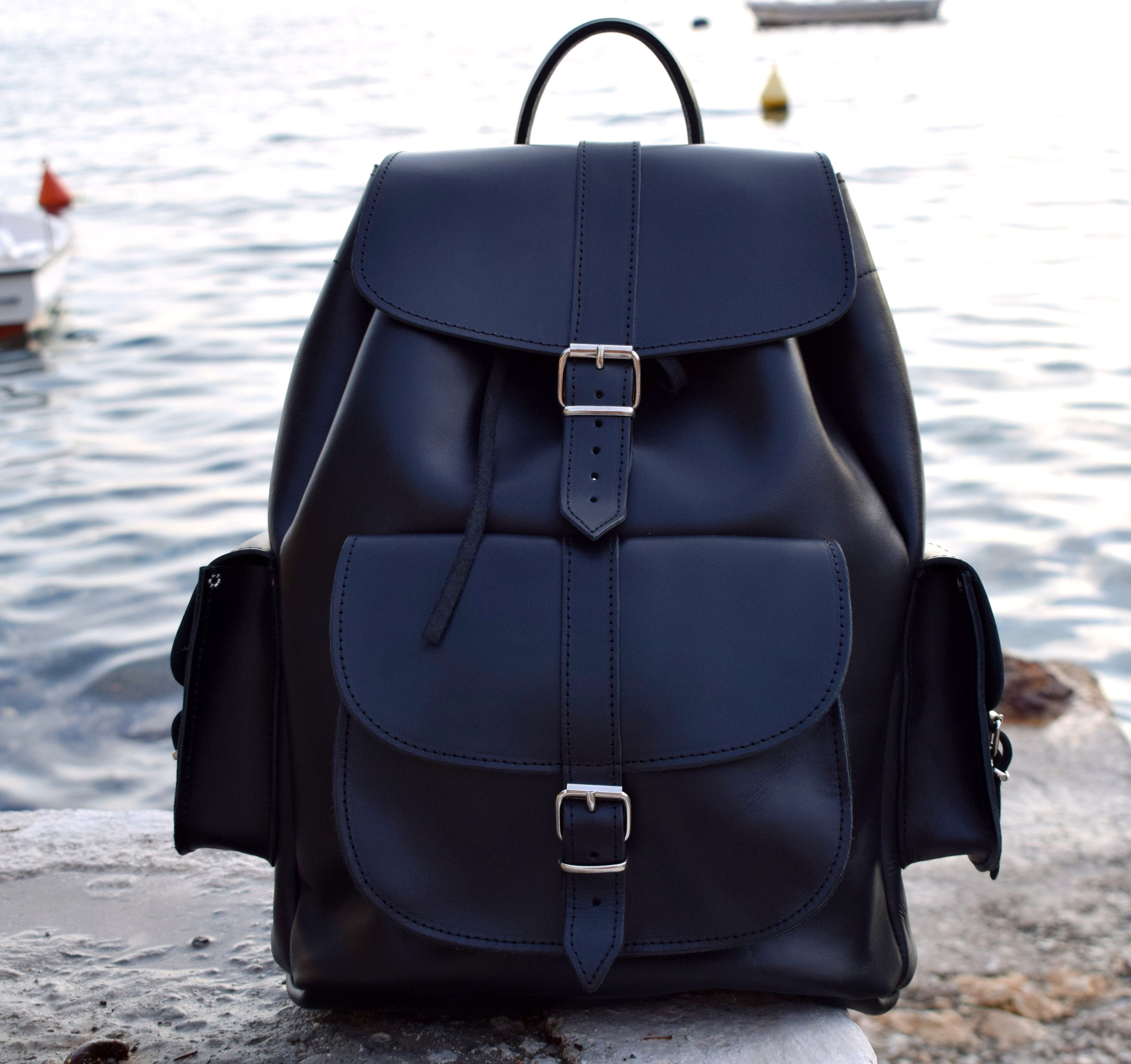 Leather Extra Large Backpack,leather Urban Backpack,black Leather ...