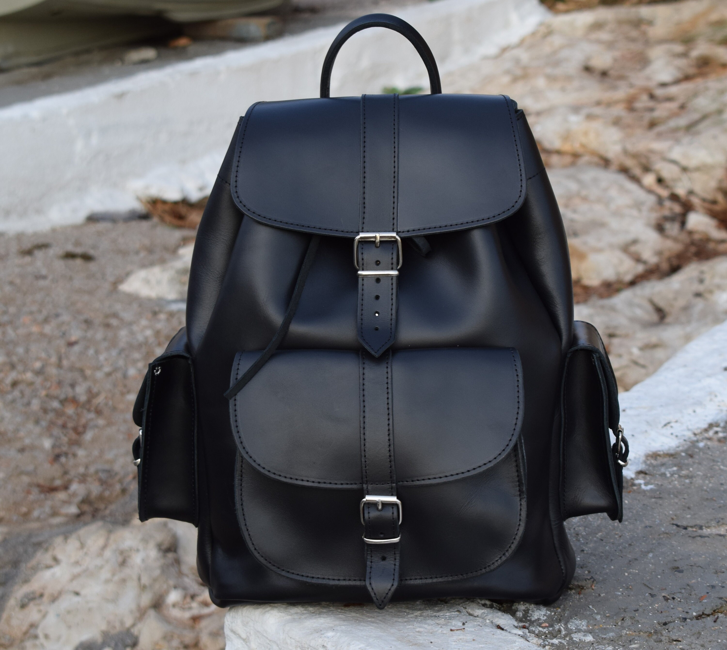Leather Extra Large Backpack,leather Urban Backpack,black Leather ...