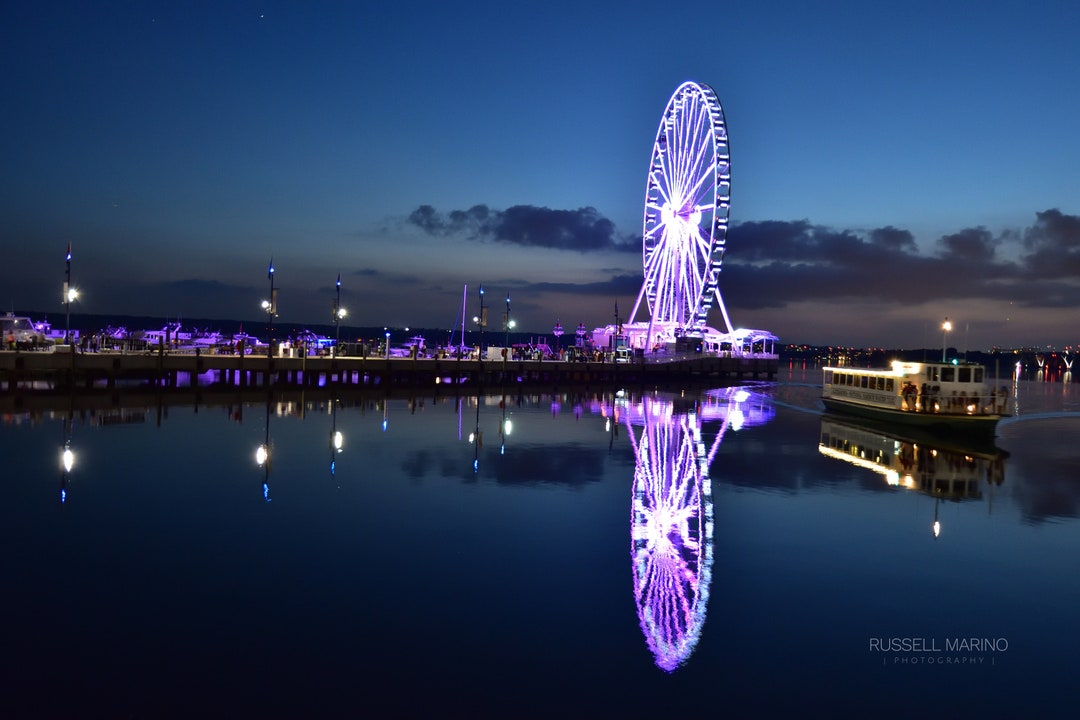 Capital Wheel at Night Color Photo at the National Harbor, Maryland - Etsy