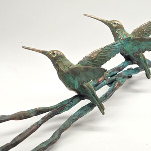 Hummingbird on Branch Sculpture | Bronze & Copper Fine Art Garden ...