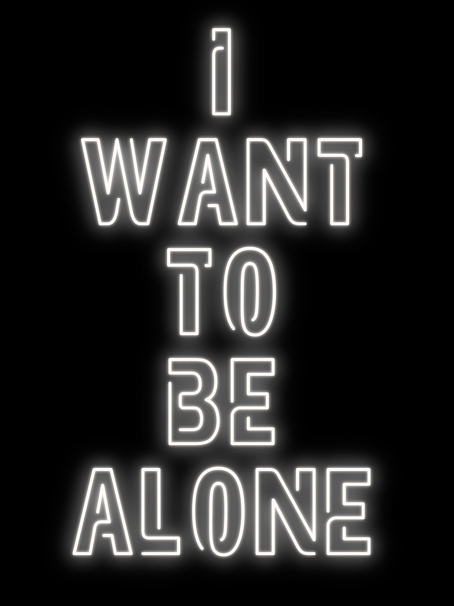 Neon Sign I want to be alone | Etsy