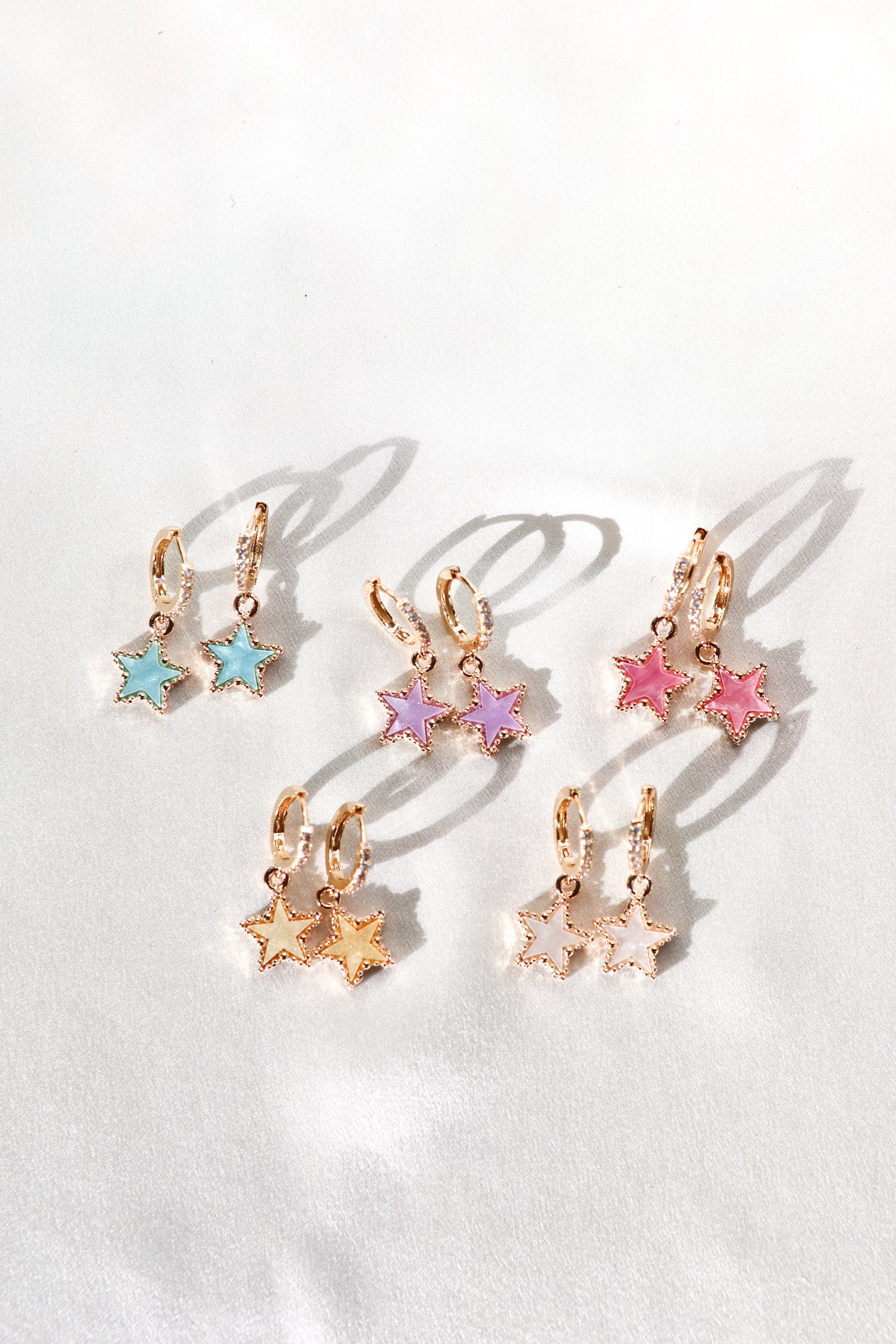 Colorful "star Candy" Earrings - 18k Gold Huggie Hoop Earring Gold ...