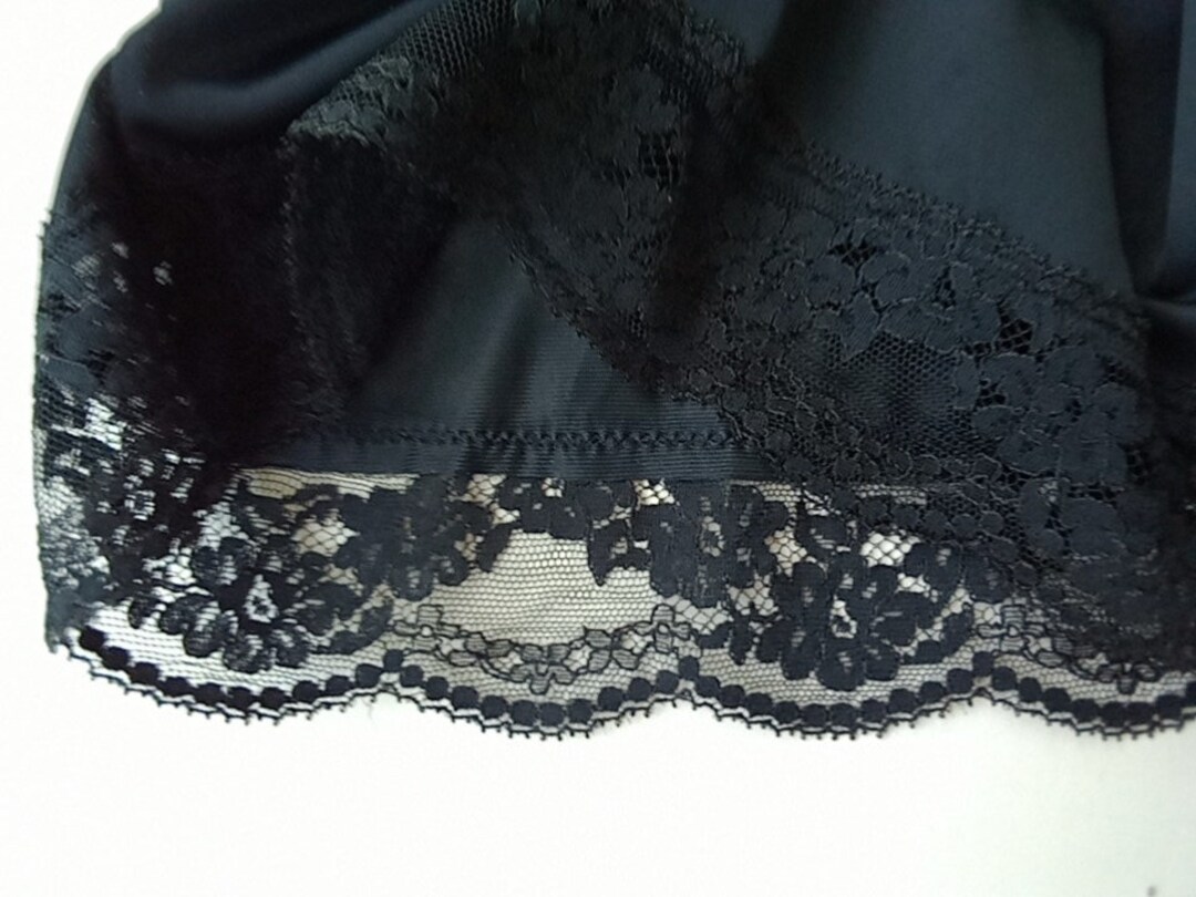 Sexy Slip/black Lace Trim Half Slip/vintage Romantic Lingerie/size ...