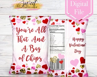 Printable Valentine Potato Chips Tags Snack Tag Bag of - Etsy
