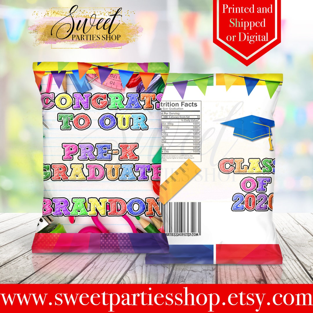 Pre K Graduation Chip Bag - Graduation Party - Graduation Favor Bag ...