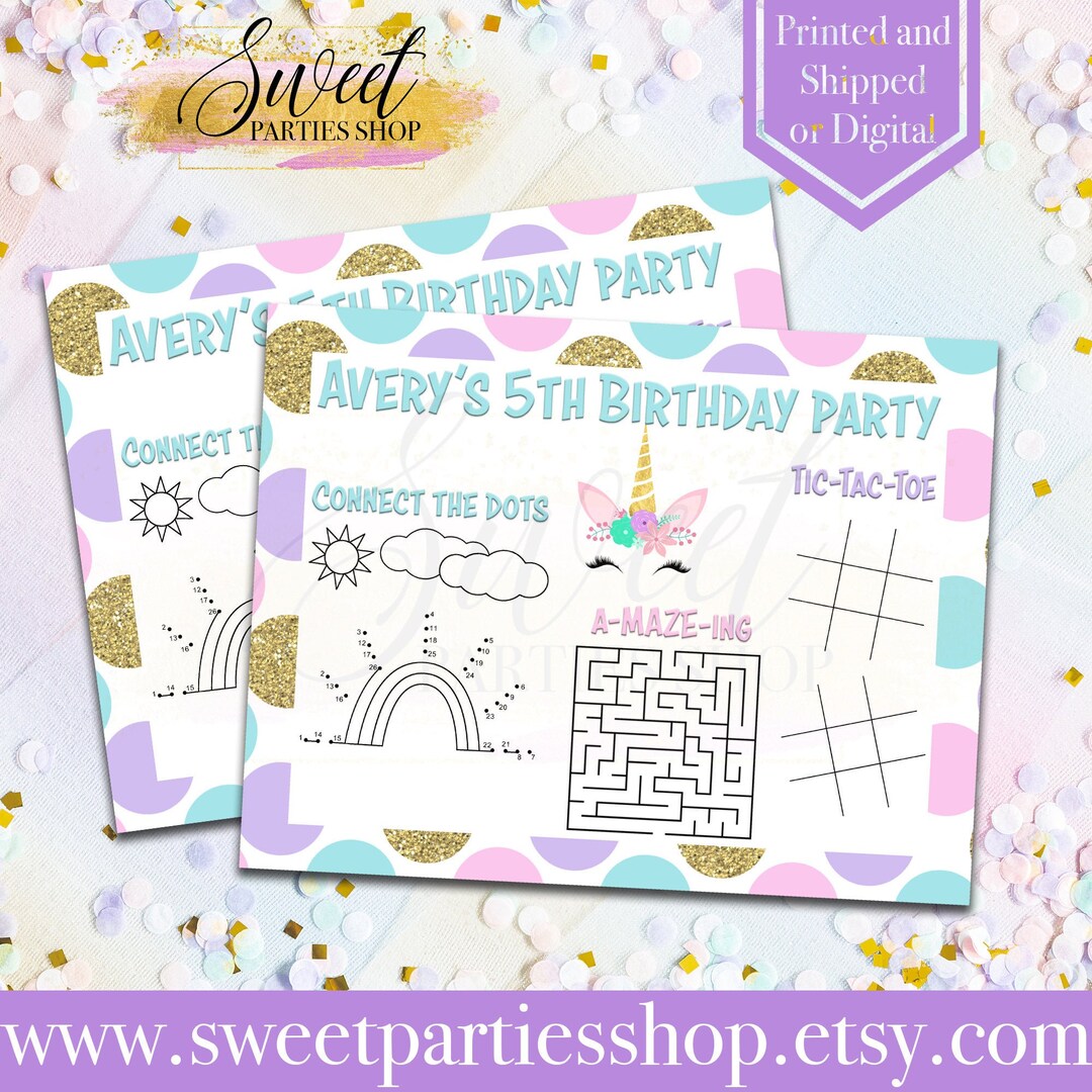 Unicorn Activity Mat - Unicorn Placemat - Unicorn Coloring Page ...