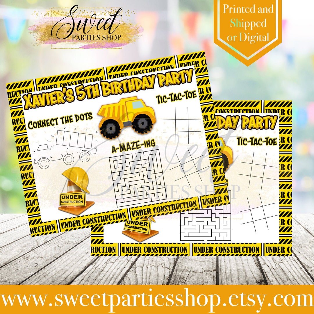 Construction Activity Mat - Construction Placemat - Construction ...