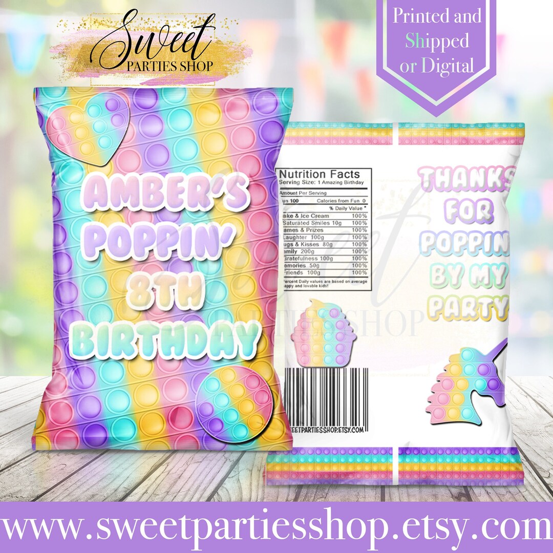 Pop It Chip Bag - Pop It Birthday Party - Pop It Favors - Fidget Party ...