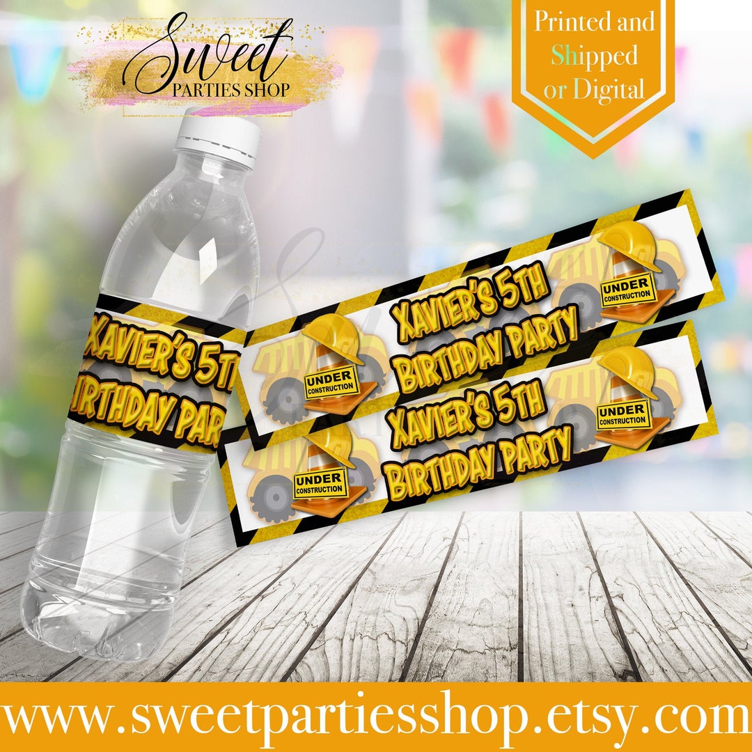 Construction Water Bottle Labels - Construction Party - Construction ...