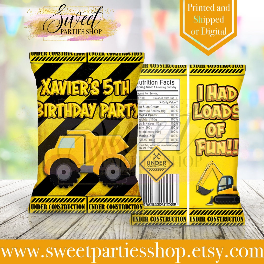 Construction Chip Bag - Construction Party - Construction Favor Bag ...