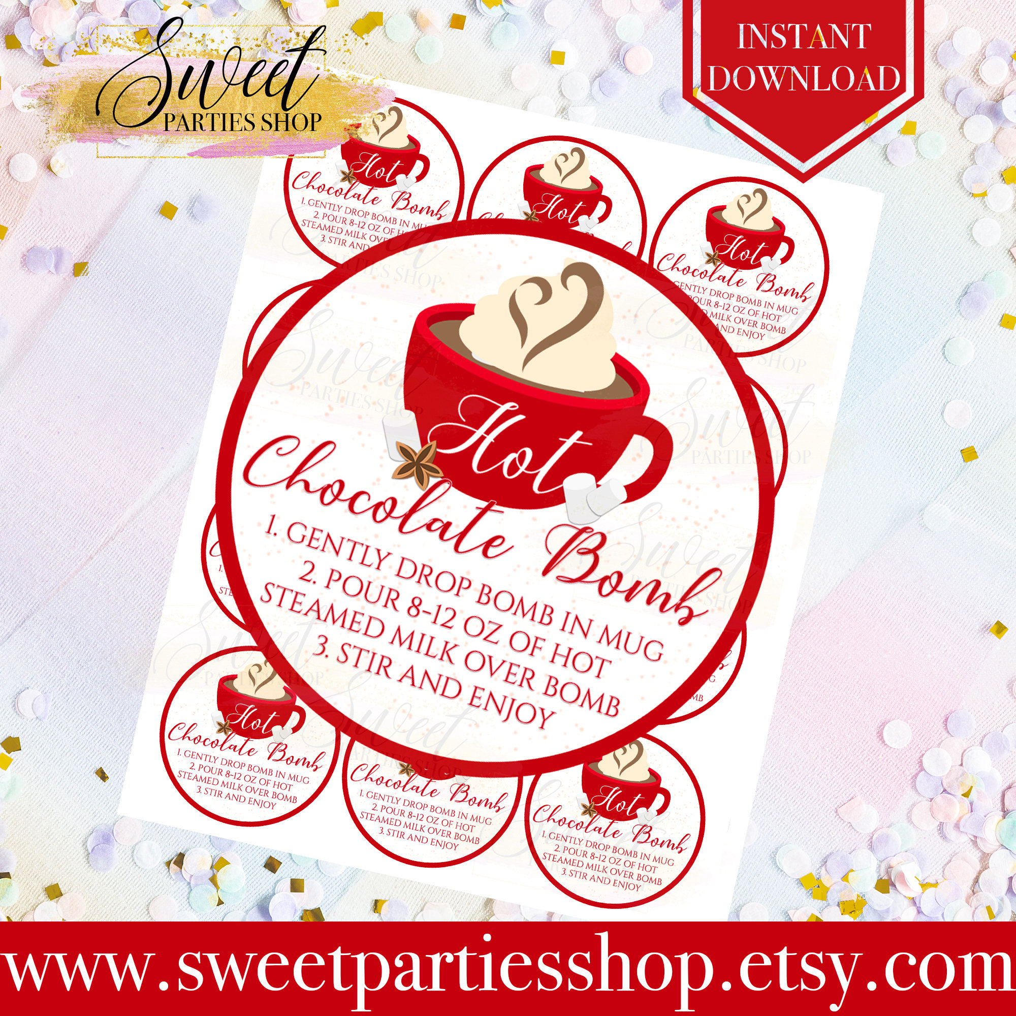 Hot Cocoa Chocolate Bomb Tag Printable 2.5 inch Tag Hot | Etsy